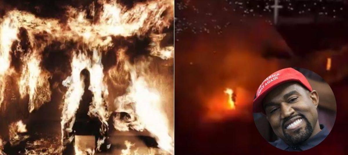 Kanye West se prendió fuego en lanzamiento de Donda