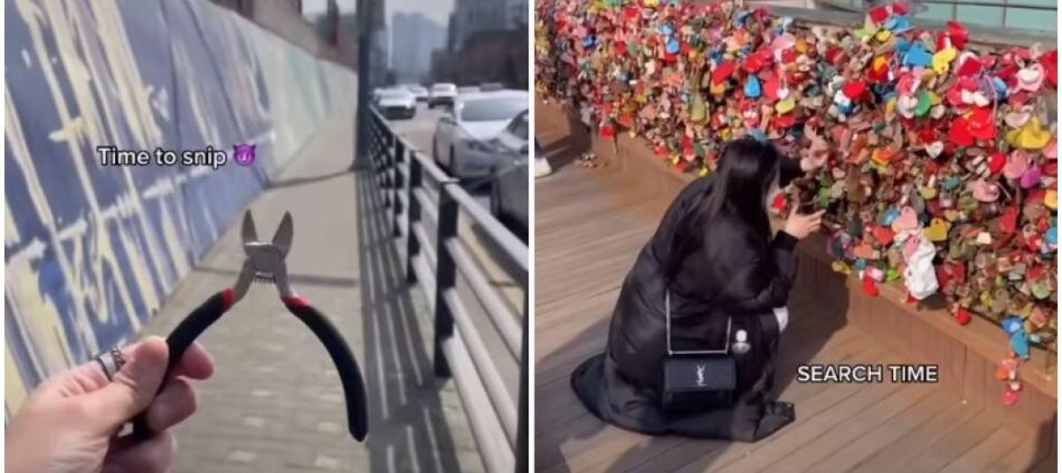 Noviazgo finaliza y mujer viaja para romper candado de amor