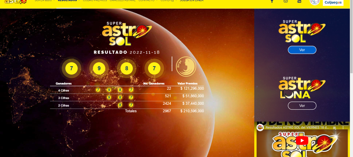 Chance:Super Astro Sol resultados 24 de noviembre