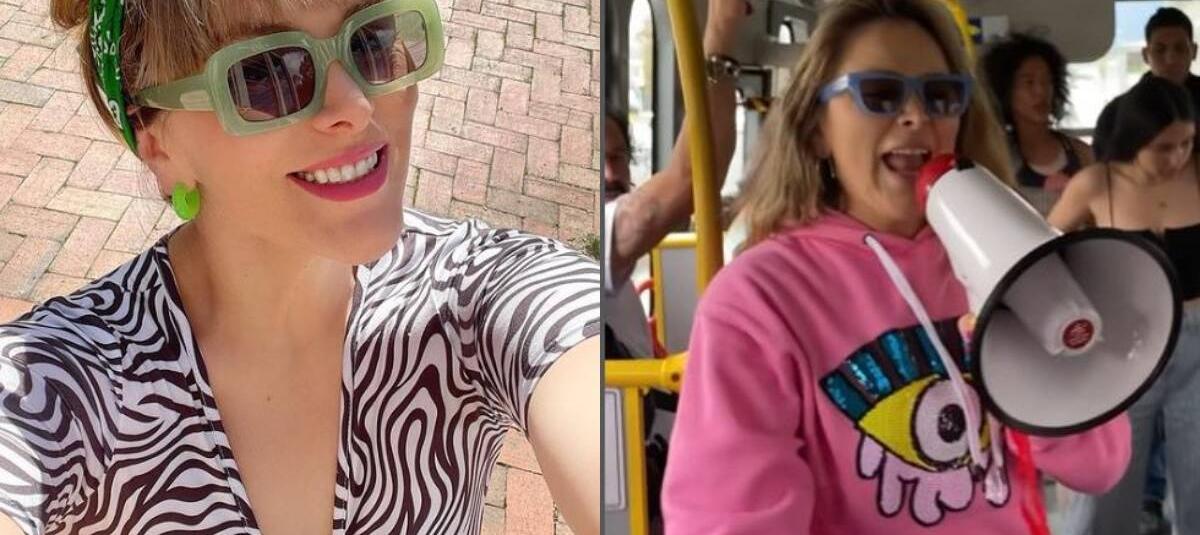 ¡No le da pena! Esposa de Marcelo Cezán se sube a Transmilenio a cantar