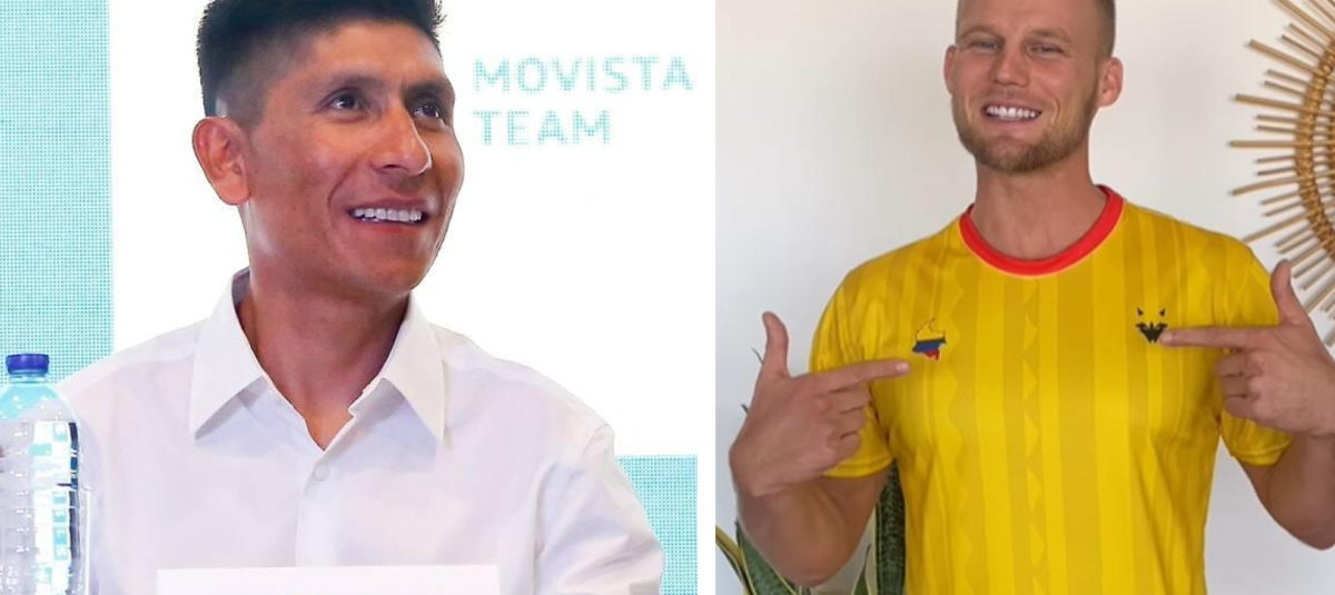 Nairo Quinatan recibe una camiseta de Colombia del influencer Dominic Wolf