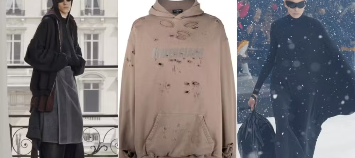 Una falda toalla, tenis rotos, bolsa de basura y otras de las piezas ...