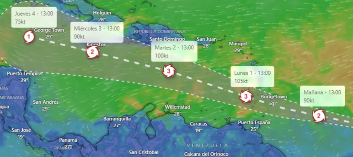 Mapa en vivo del huracán Beryl, que se prevé pase cerca a Colombia: así ...