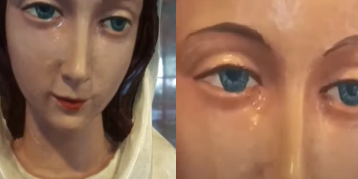 Estatua de la virgen María llora, aseguran creyente