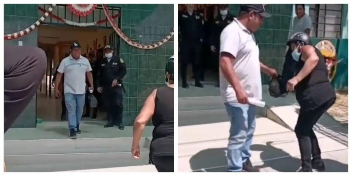 Mujer coge a correazos a su hijo después de que él saliera de prisión