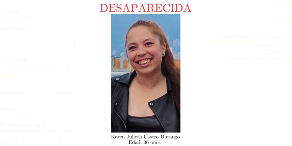 Karen Julieth Castro Durango está desaparecida en Bogotá