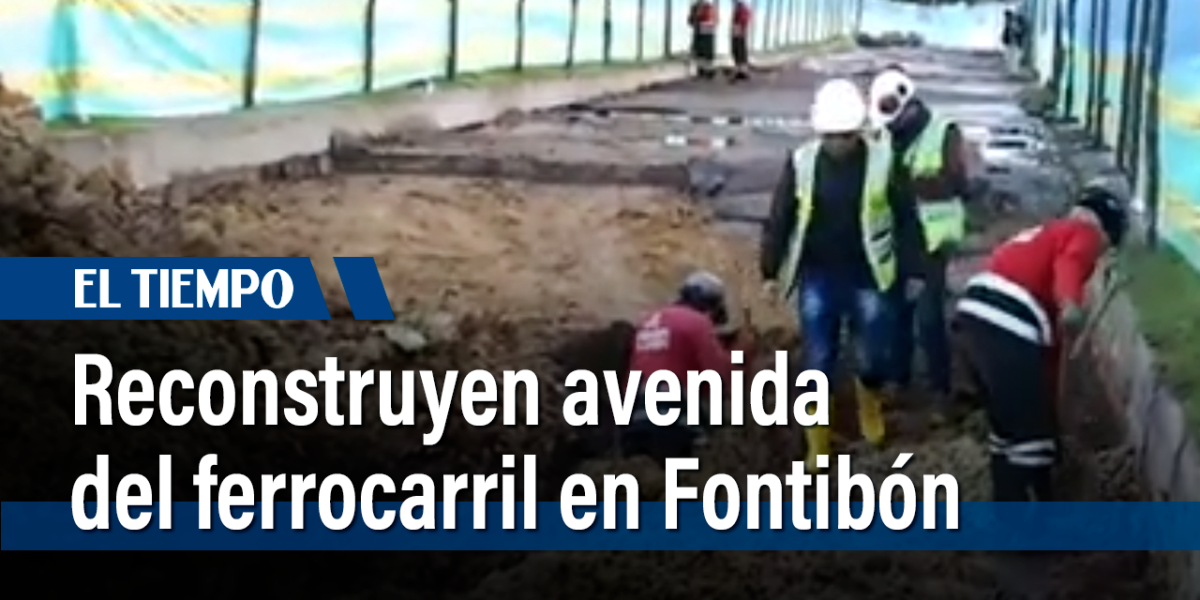Obras de reconstrucción en la avenida del ferrocarril en Fontibón