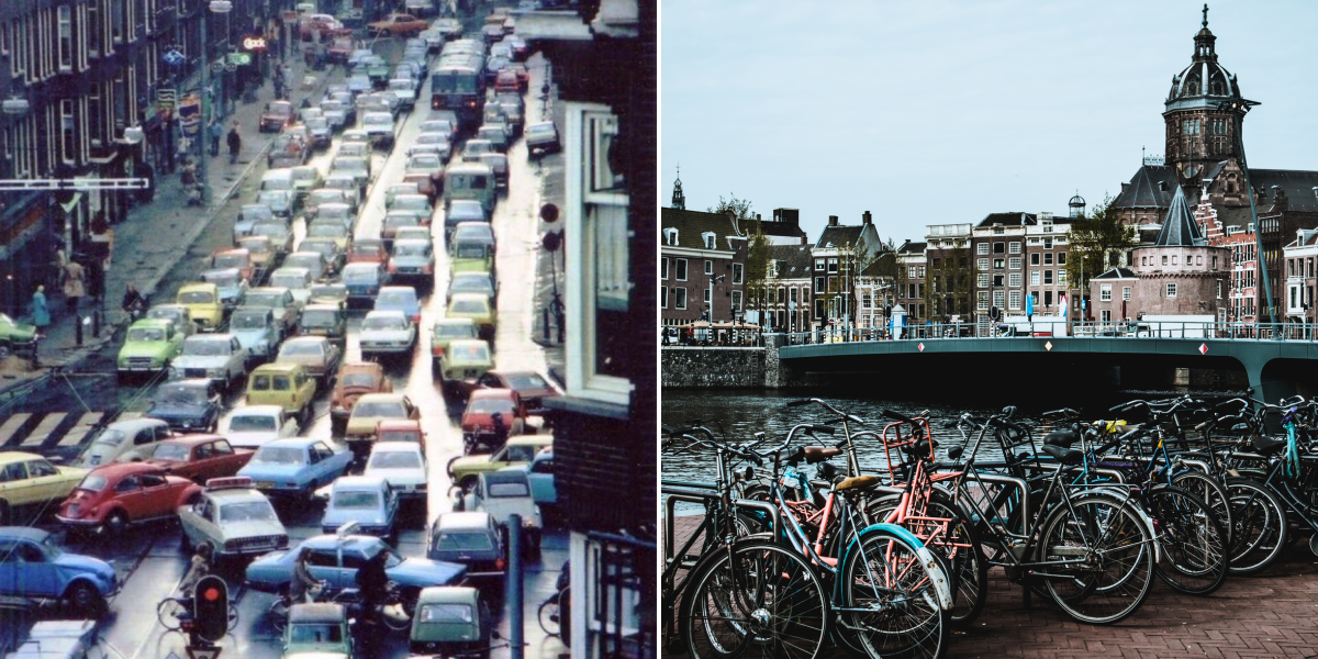Ámsterdam, fotos antes y después de acabar de cambiar los carros por la ...
