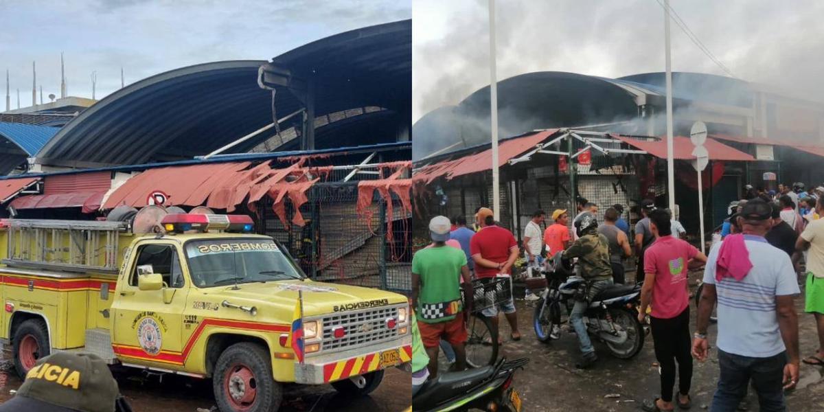 Incendio devastó locales en Mercado de Santa Marta