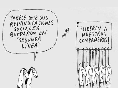 Caricatura de MIL: Protesta de primera línea