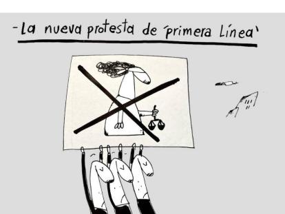 La nueva protesta de 'primera línea' - Caricatura de Mil