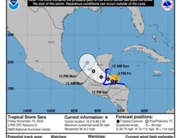 Tormenta tropical Sara EN VIVO | Siga la trayectoria hoy; siguen ...