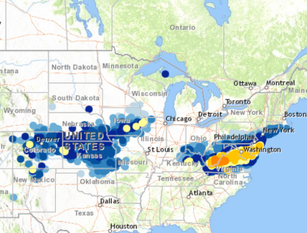 El mapa de Estados Unidos que indica las zonas que sufrirán nevadas: de ...