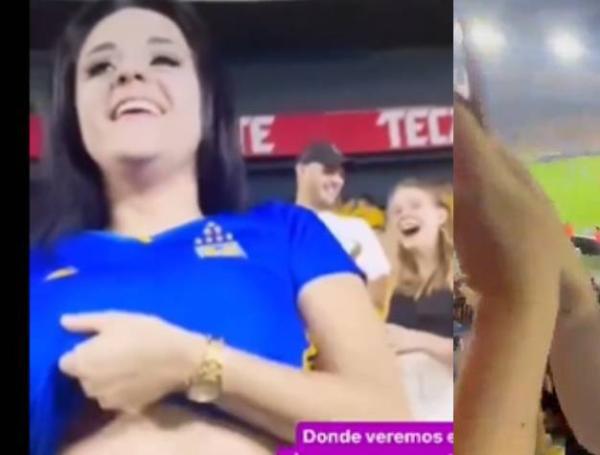 Mujer que mostró senos por gol de Tigres sale en nuevo video: quiero seguir