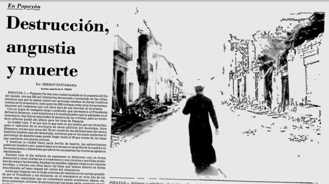 Se cumplen 37 años del terremoto que destruyó Popayán en 1983