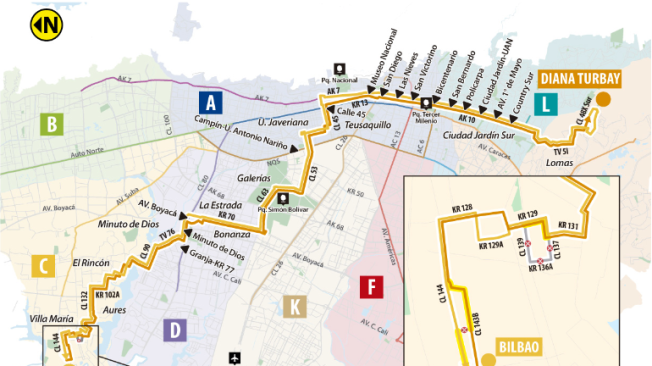 Bogotá: la ruta zonal C131 Bilbao-H131 Diana Turbay cambiará su recorrido