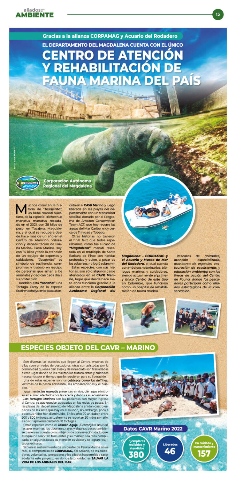 CORPOMAG, Centro de atención y rehabilitación de fauna marina.