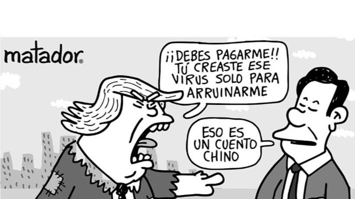Trump y su tapabocas - Caricatura de Matador