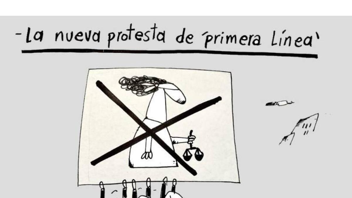 La nueva protesta de 'primera línea' - Caricatura de Mil