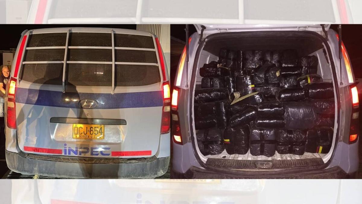 En falso carro del Inpec encuentran más de una tonelada de marihuana