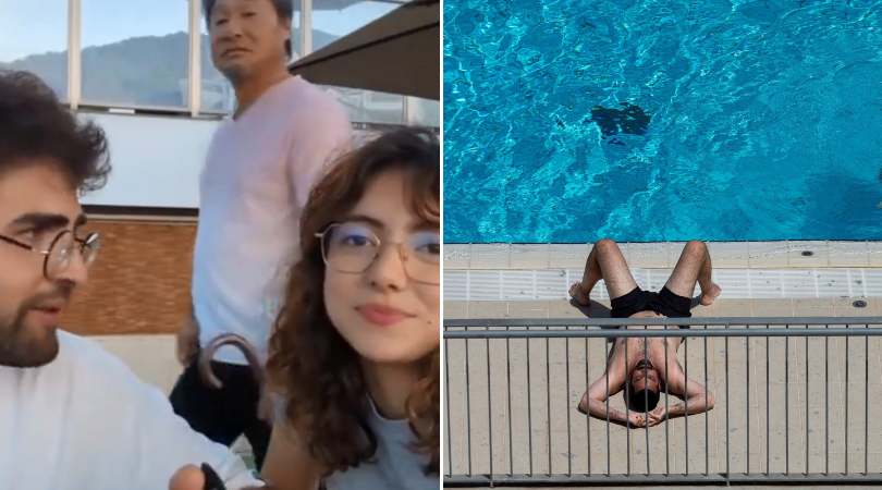 Video viral de hombre que cae a una piscina en transmisión de ...