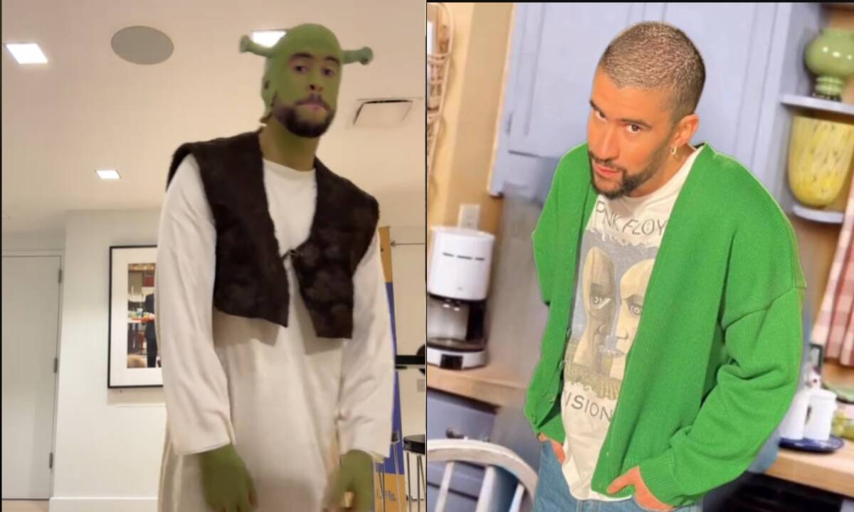 Bad Bunny causa risas en las redes al sorprender con su disfraz de Shrek