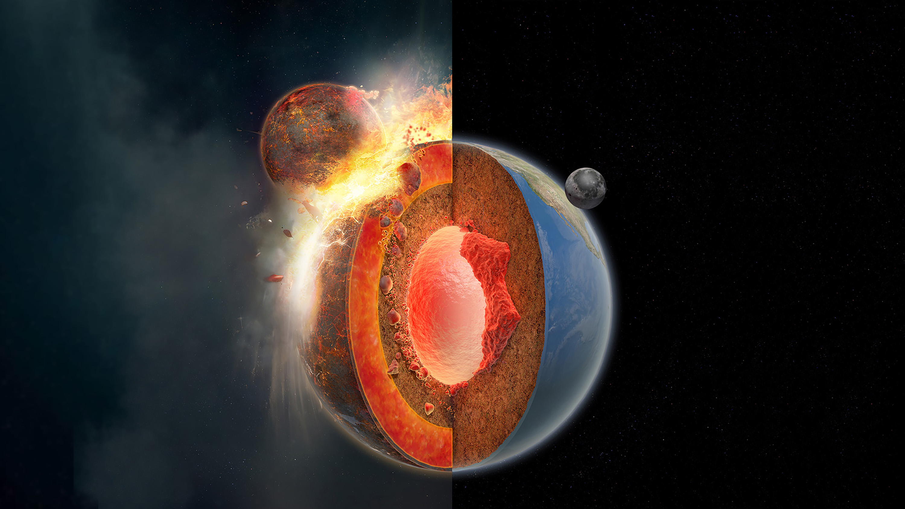 El supuesto choque que la Tierra tuvo con Theia y originó la colisión ...