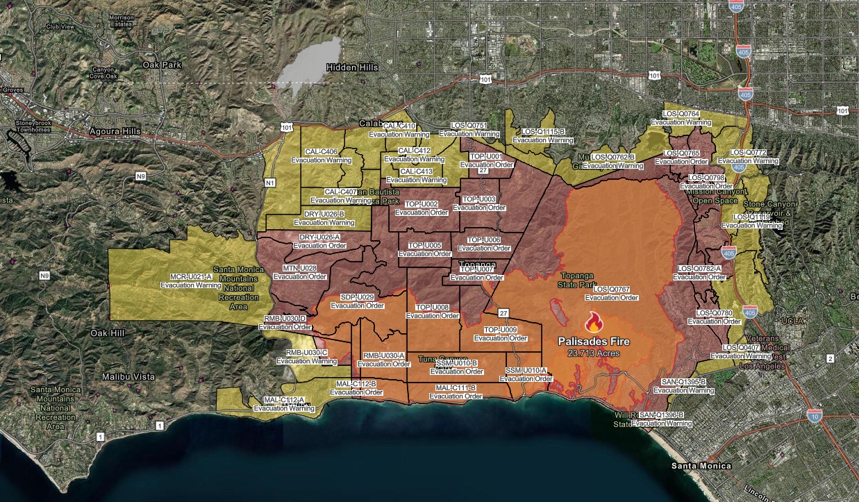Incendios en Los Ángeles: el mapa que muestra cuáles son las zonas ...