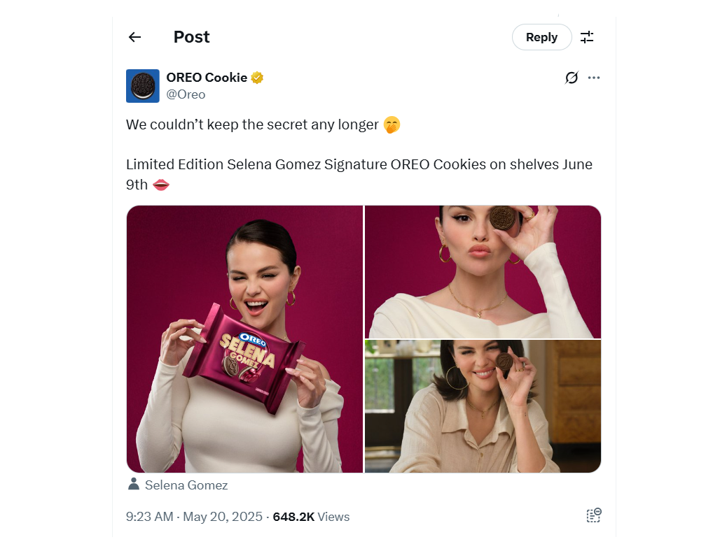 Selena Gómez lanza galletas Oreo con sabor inspirado en la horchata